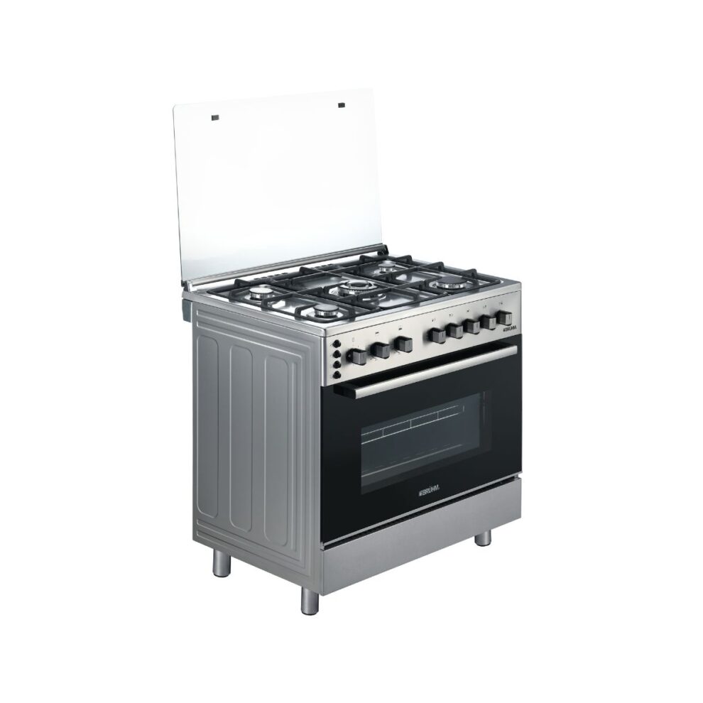 BRUHM GAS COOKER BGC-9650SS - 5 GAS, SINGLE BURNER OVEN, STAINLESS ...